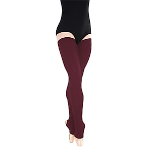 Body Wrappers Womens 48 Inch Extra-Long Stirrup Legwarmers Style 92 (Burgundy, One Size)