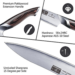 HOSHANHO 6 Inch Kitchen Knife, Ultra Sharp Japanese AUS-10 Stainless Steel Chef Knife, Multipurpose Kitchen Utility Knife with Ergonomic Pakkawood Handle