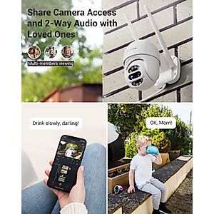 blurams Security Camera Outdoor, 3MP Dual-Lens Wi-Fi Outdoor Camera, 360° PTZ Cameras for Home Security w/Motion Tracking, Two-Way Talk, 2K Color Night Vision, IP66 Weatherproof
