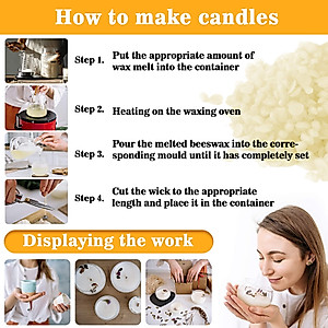 CARGEN Natural Beeswax Pellets - 428g White Beeswax Pastilles Pure Bulk Bees Wax Pellets for DIY Beewax Making Candles Skin Care Lip Balm Soap Lotion