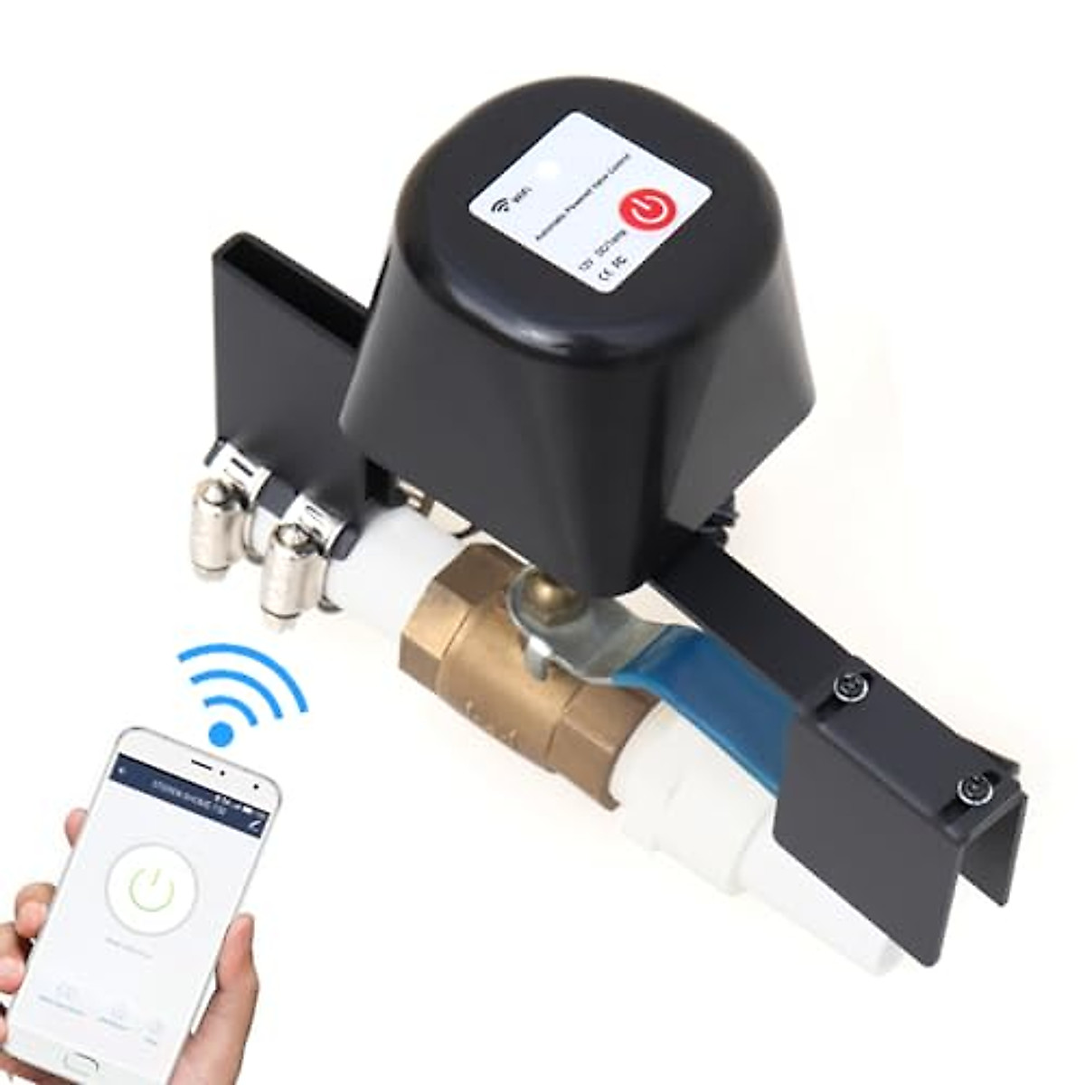 UJV Ufairy WiFi 3rd Generation Smart Water Valve Shutoff Manipulator Domotique Valve Controller Compatible with Alexa Google No Hub Required Black 31x15x75cm GR-W-105