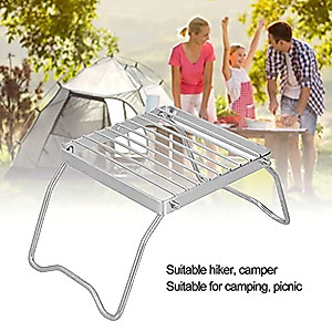 Burner Stand, Portable Stainless Steel Burner Bracket, 6.3inch Foldable Outdoor Gas Stove Pot Rack, Heat Resistance Burner Stove Stand with Storage Bag for Cooking Party Camping Barbecue, Burner