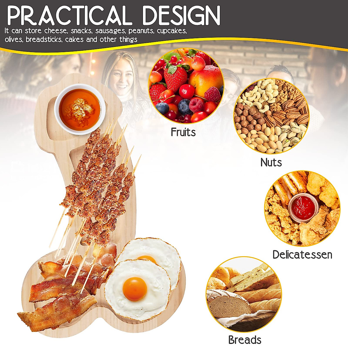 Star Yueda Large Charcuterie Board, Wood Funny Aperitif Board Cheese Board Food Platter for Housewarming Gifts, Bachelorette Party, Engagement Party, Gag Gift(16 * 10 * 0.59 inch)