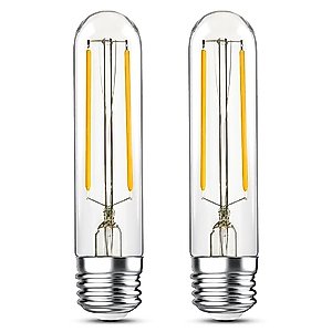 Grensk Dimmable E26 LED Tubular Light Bulbs 40Watt,T10 T30 4W 400Lumens Flicker-Free Vintage Edsion Bulbs,2700K Warm White Filament Light Bulbs for Chandelier Light or Industrial Wall Sconces,2 Pack