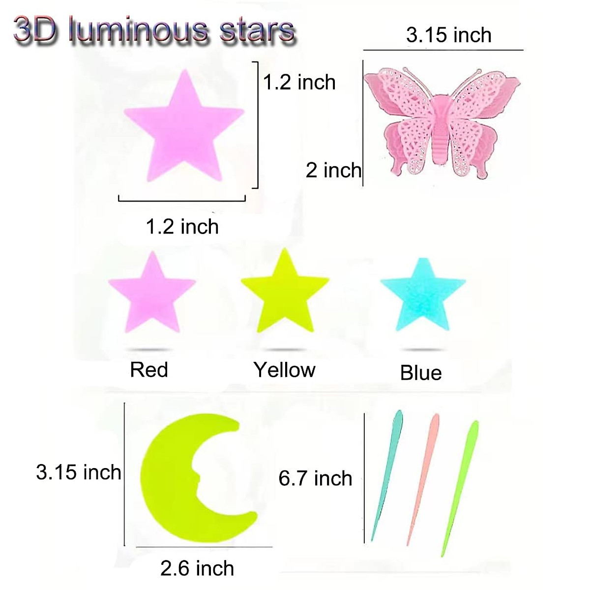 Glow in The Dark Stars Sticker for Wall Ceiling, 266 Pieces 3D Glowing Stars and Moon for Kids Bedroom, Glow in The Dark Stars Sticker Create Glittering Stars, Room Decorating Stars