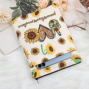 MNIGIU Funny Sunflower Book Sleeve Peace Love Sunshine Book Protector Cover Sunflower Themed Gifts for Book Lover (Sunflower)
