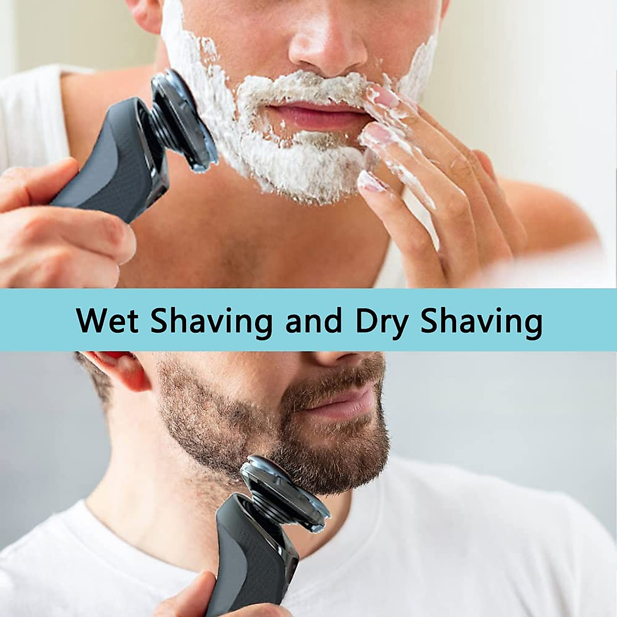 Gleway SH50/52 Replacement Heads Compatible with Philips Series 5000 Electric Shavers, SH50 MultiPrecision Blades Upgrade Heads Compatible with Norelco Series 5000 Razors, 3 Pack with Brush