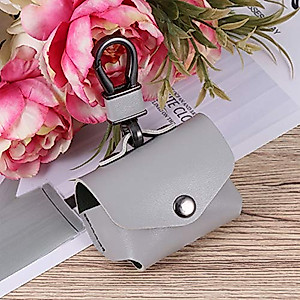 Hemobllo Compatible for AirPods Pro Case - Leather Protective Cover Anti-Scratch Shockproof Earbuds Carrying Case with Keychain Compatible with AirPods Pro Charging Case (Light Grey)