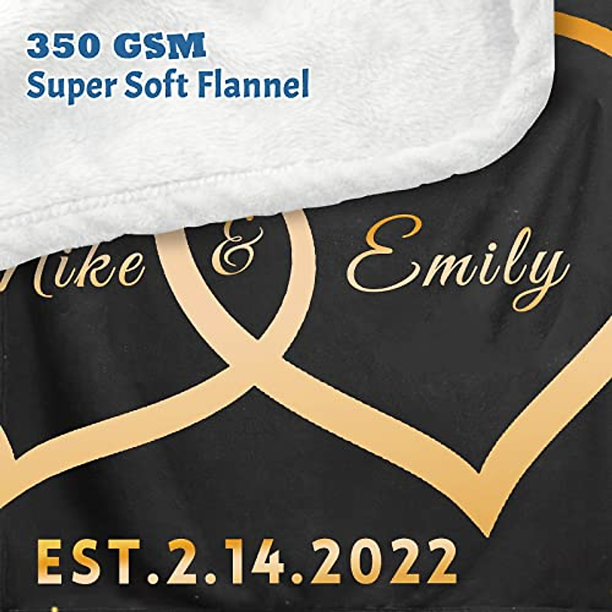 WISH TREE Custom Anniversary Blanket Gifts with Name & Date, Personalized Gifts for 1st 5th 10th 15th Anniversary, Custom Blanket for Couple, Wedding for Wife Husband Couple Flannel