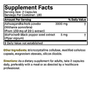 Futurebiotics Ashwagandha Capsules Extra Strength 3000mg - Stress Relief Formula, Natural Mood Support, Stress, Focus, and Energy Support Supplement, 360 Capsules