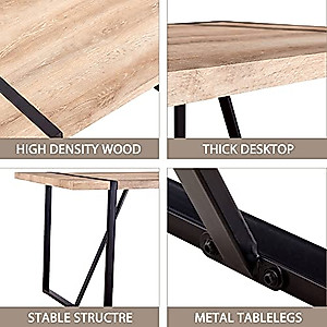 gopop 5 Piece Dining Table Set, Modern Dining Chairs Set of 4, Mid Century Wooden Kitchen Table Set, Metal Base & Legs, Dining Room Table and Leather Chairs.