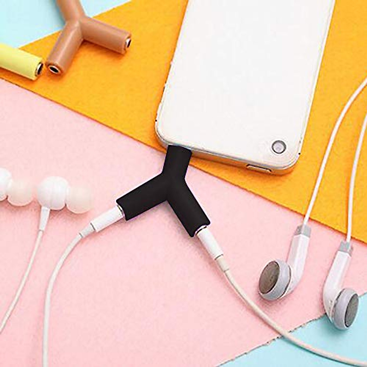 Neigei Headphone Splitter Adapter, AUX Splitter Cable for Headset Male to 2 Female M/F 3.5mm Audio Splitter Stereo Audio Y Cable Produces Equal Audio Output for Headphones Earphones Speakers (Black)