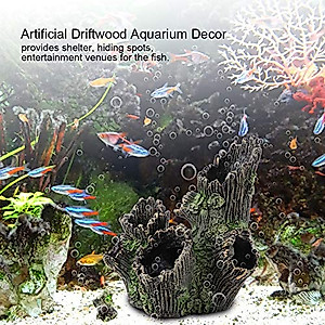 Aquarium Tree Trunk, Hollow Landscape Stump Wood House Resin Ornament Hideout Caves Rocks Decor Fish Tank Hole Stone Decoration Accessories Betta Cichlid Turtles Small Lizards Reptiles Amphibians