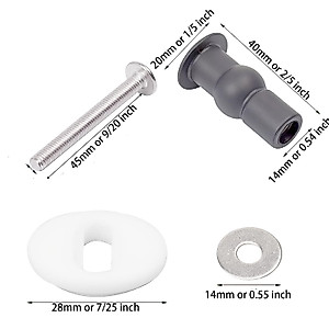 4 Pack Toilet Seat Hinge Bolt Screws,Toilet Seat Fixings Fix Expanding Rubber Top Nuts Screws,Hardware Replacement Parts Kit