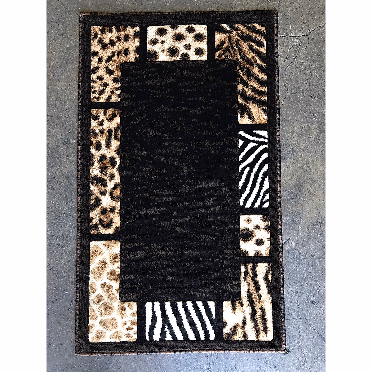 Masada Rugs Animal Skin Leopard Border Door Mat Rug Black Design 73 Skinz (2 Feet X 3 Feet 4 Inch