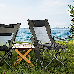 OUTDOOR LIVING SUNTIME Camping Folding Portable Mesh Chair with Removable Footrest