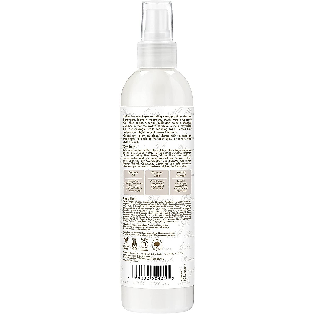 SheaMoisture Curly Hair Leave-in Conditioner Spray, with Virgin Coconut Oil, Shea Butter and Coconut Milk for Anti-Frizz Care (Pack of 2-8 Fl Oz Ea)
