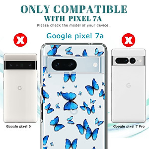 HONNKY for Pixel 7 Case, Clear with Cute Pattern Shockproof Heavy Duty Protection Cover Slim Anti-Slip Phone Case for Google Pixel 7 6.3 inch(Butterfly)
