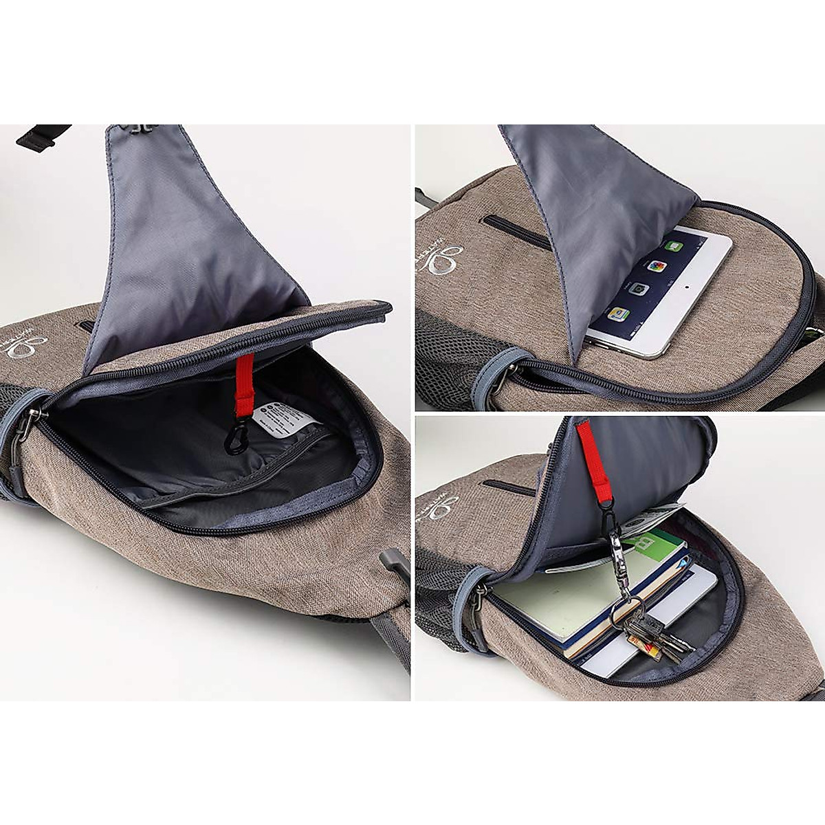 WATERFLY Crossbody Sling Backpack Sling Bag Travel Hiking Chest Bags Daypack (Flaxen)