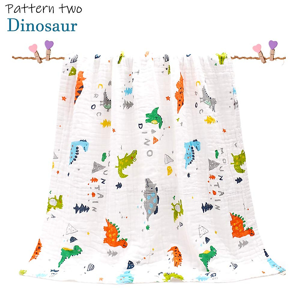 2 Pack Muslin Baby Swaddle Blanket Baby Nursery Bath Towel 6 Layers 43.3'' by 41.3'' Super Absorbent Premium Soft Natural for Sensitive Skin Baby 100% Organic Cotton