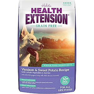 Health Extension Grain Free Venison & Sweet Potato Dry Dog Food (4 lb / 1.81 kg) - Lean Protein Formula for Dogs with Poultry Allergies & Sensitive Stomachs