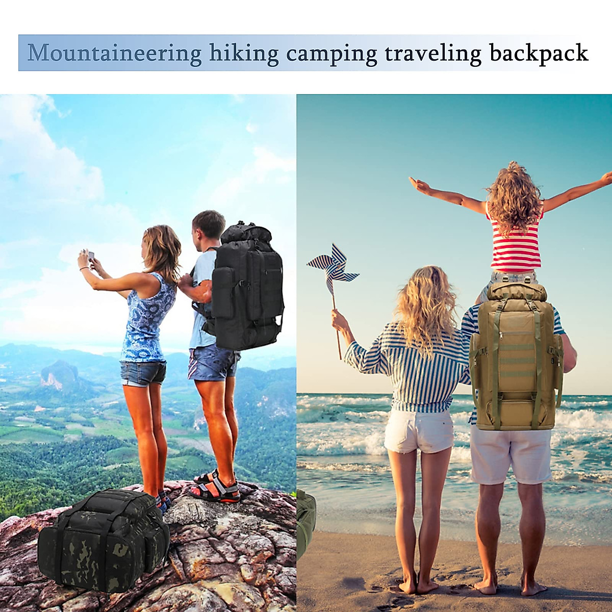 100L Hiking Camping Backpack Tactical Backpack for Men Large Survival Hunting Waterproof Backpack Molle Rucksack Military Camping Backpacking Daypack