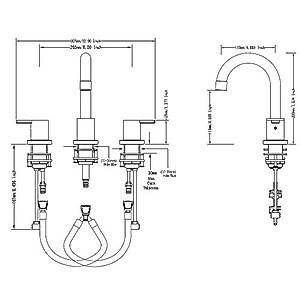 RKF Bathroom Faucets for Sink 3 Hole Matt Black 8 inch Widespread Bathroom Sink Faucet with Drain Double Lever Handle Faucet Bathroom Vanity Faucet Basin Mixer Tap Faucet with Hose&Deck WF015MB