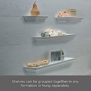 MELANNCO Floating Wall Shelves for Bedroom, Living Room, Bathroom, Kitchen, Nursery, Set of 4, White, 4 Count