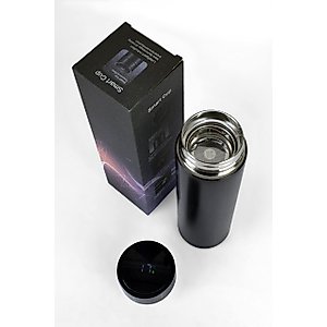 Temperature Sensing Water Bottle Thermos for Office, Outdoors, Sports, Comes with Removable Filter (Black)
