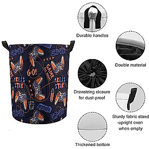 LynaRei Laundry Hamper Cool Game Joystick Small Dirty Clothes Storage Basket Loyal Game Lover Collapsible Waterproof Toy Organizer for Boys And Girls Bedrooms, Bathroom