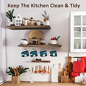 Floating Shelves for Wall Set of 2, Rustic , 24 Inch, Natural Dark Wood ,Farmhouse, Thick Floating Shelf for Bathroom, Bedroom, Kitchen, Living Room, Office