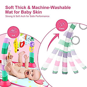 Baby Play Mat Baby Gym,Play Piano Tummy Time, Activity Center for Baby,Baby Toys,Infant Baby Play Mat with Music&Lights, Boy & Girl Gifts for Newborn Baby Toddler 0 to 3 6 9 12 Months(Pink)…