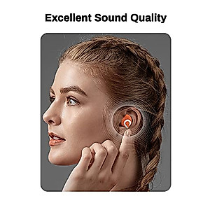 Open Ear Headphones Bluetooth Air Conduction Earphones, 48 Hours Playback with Charging Case, Ear Clips Buds Bluetooth Wreless Earbuds, Open Ear Earbuds for Workout Cycling Running Gym (Orange)