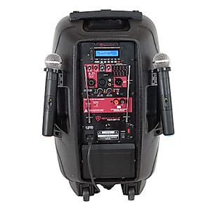 Rockville RAM12BT 12" 600W Rechargeable PA Speaker with Bluetooth, Deep Bass, Includes 2 Wireless Mics, TWS Linking, USB/SD Inputs, - Perfect for Mobile DJ and Musicians, Small Venues, Events