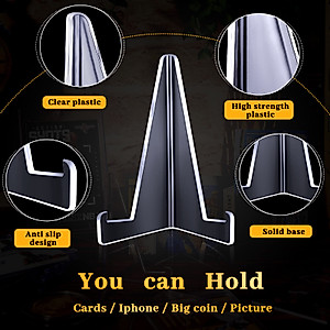 Chinco 20 Pieces Magnetic Card Holders Card Cares with 10 Packs Clear Acrylic Stands 35 Pt Clear Trading Cards Cases Protectors for Sports Card Baseball Card Basketball Card Trading and Display