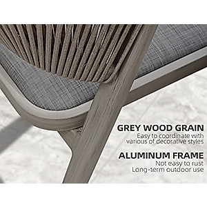 PURPLE LEAF 2 Pieces Patio Furniture Outdoor Dining Chair All-Weather Wicker All Aluminum Frame for Lawn Garden Backyard Deck Patio Dining Chair with Cushions, Grey