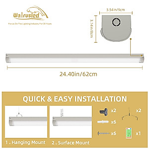 2FT Tri-Level Motion Sensor LED Linear Strip Stairwell Light with Remote 2 Watt CCT Selectable 10W/20W 1250lm/2500lm 3000K/4000K/5000K, IP20, Dimmable 2 Foot Commercial Shop Ceiling Light Fixture, FCC