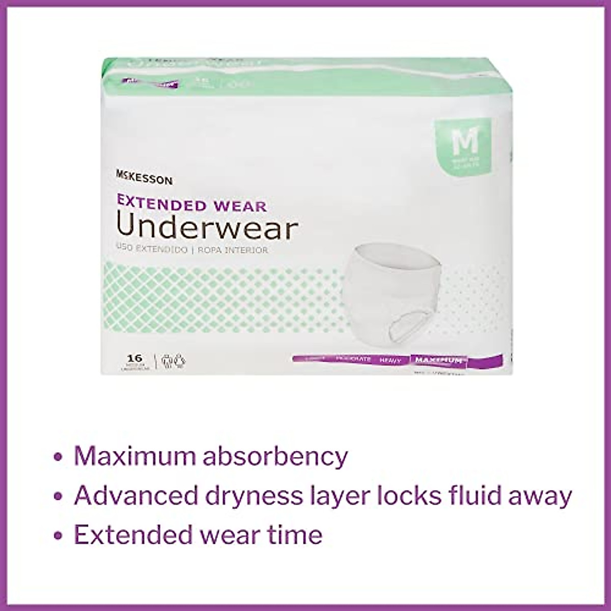McKesson Extended Wear Underwear, Incontinence, Maximum Absorbency, Medium, 64 Count