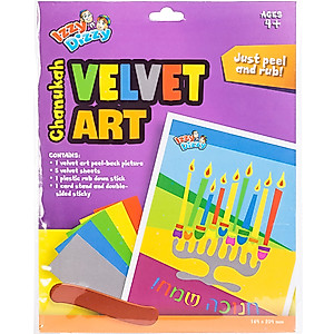 Izzy 'n' Dizzy Hanukkah Velvet Art Kit - 4 Packs of 6 Markers, 1 Velvet Poster - 12" x 8.5"- Chanukah Arts and Crafts - Gifts and Games