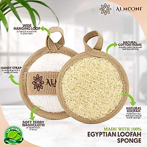 Premium Exfoliating Loofah Pad Body Scrubber, Back Scrubber and Facial Loofah Bundle, Made with Natural Egyptian Loofah Sponge That Gets You Clean, Not Just Spreading Soap