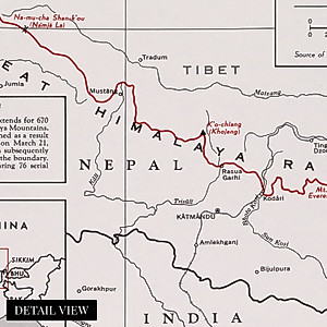HISTORIX Vintage 1968 China Nepal Boundary Map - 24x36 Inch Vintage Map of China & Nepal Wall Art - History Map of Tibet - Old China Nepal Map