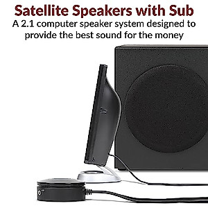 Cyber Acoustics 2.1 Subwoofer Speaker System with 18W of Power – Great for Music, Movies, Gaming, and Multimedia Computer Laptops (CA-3090)