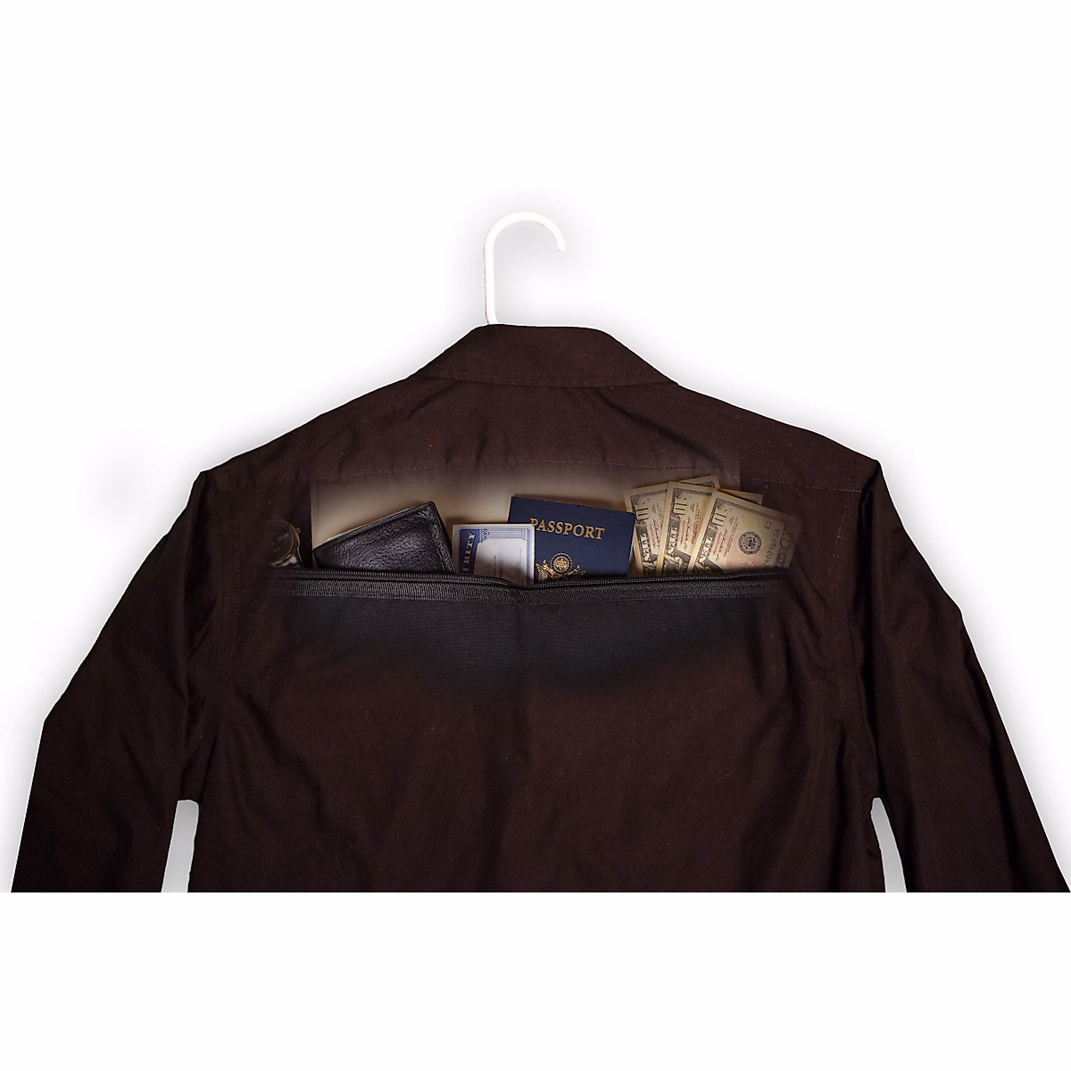 Hanger Diversion Safe by Stash-it, Hidden Pocket Safe, Fits Under Hanging Clothes with Pocket to Hide Valuables for Home or Travel