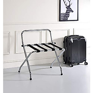 Kings Brand Furniture - Chrome / Black Metal Foldable High Back Luggage Rack