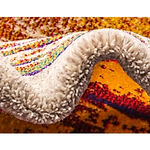 Unique Loom Estrella Collection Bright Colors, Geometric, Abstract, Modern Area Rug, 9 ft x 12 ft, Beige/Yellow