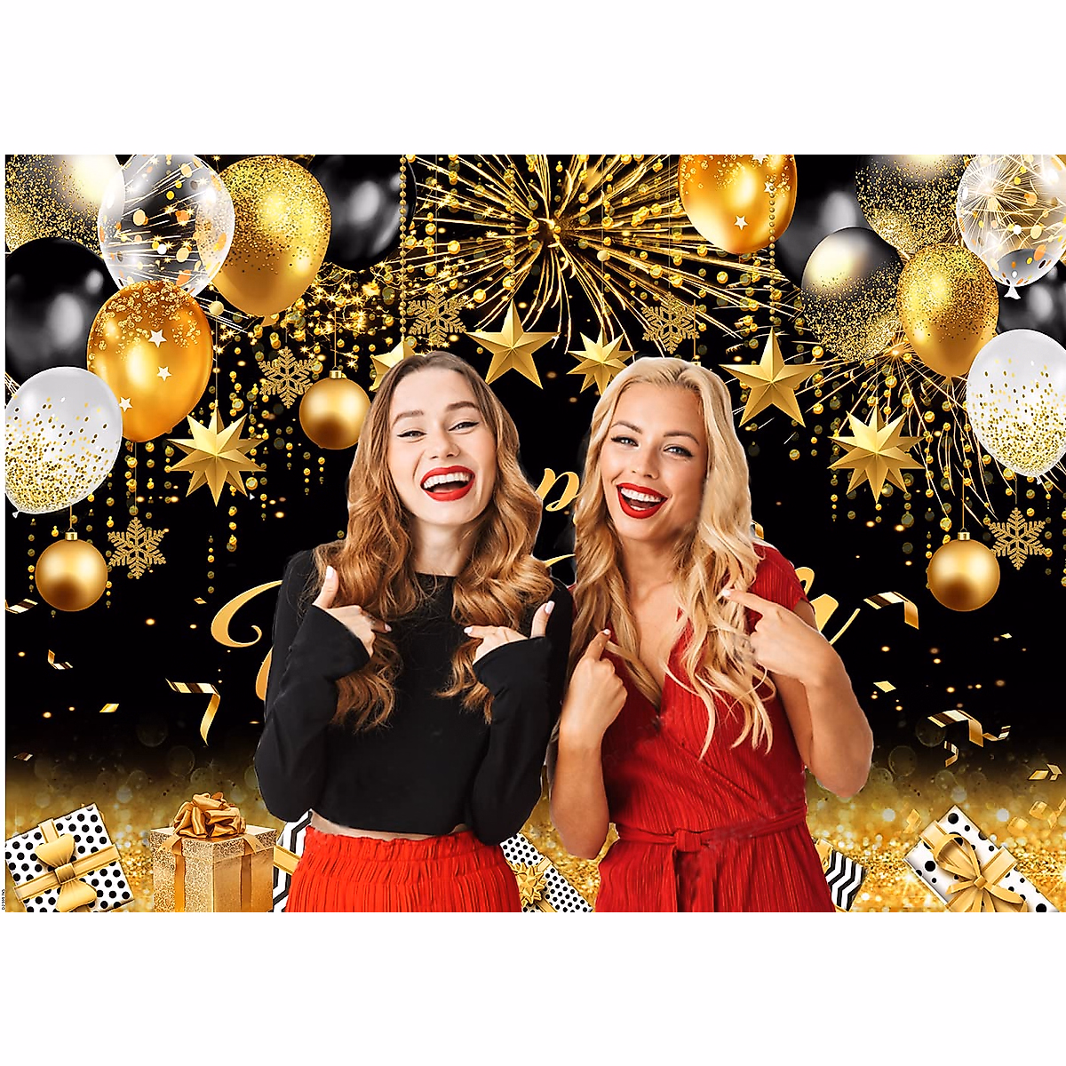 CYLYH 10X8FT 2025 New Year Backdrop Black and Gold Background New Year Holiday Party Banner New Year Decoration New Year Christmas Party Decorations Banner D599