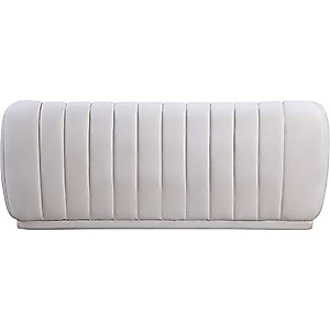 Meridian Furniture 674Cream-S Dixie Collection Modern | Contemporary Velvet Upholstered Sofa with Deep Channel Tufting, 84" W x 37" D x 32.5" H, Cream