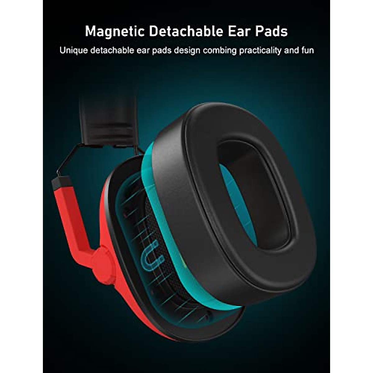 SENZER SG500 Surround Sound Pro Gaming Headset with Noise Cancelling Microphone - Detachable Memory Foam Ear Pads - Portable Foldable Headphones for PC, PS4, PS5, Xbox One, Switch - Red&Blue