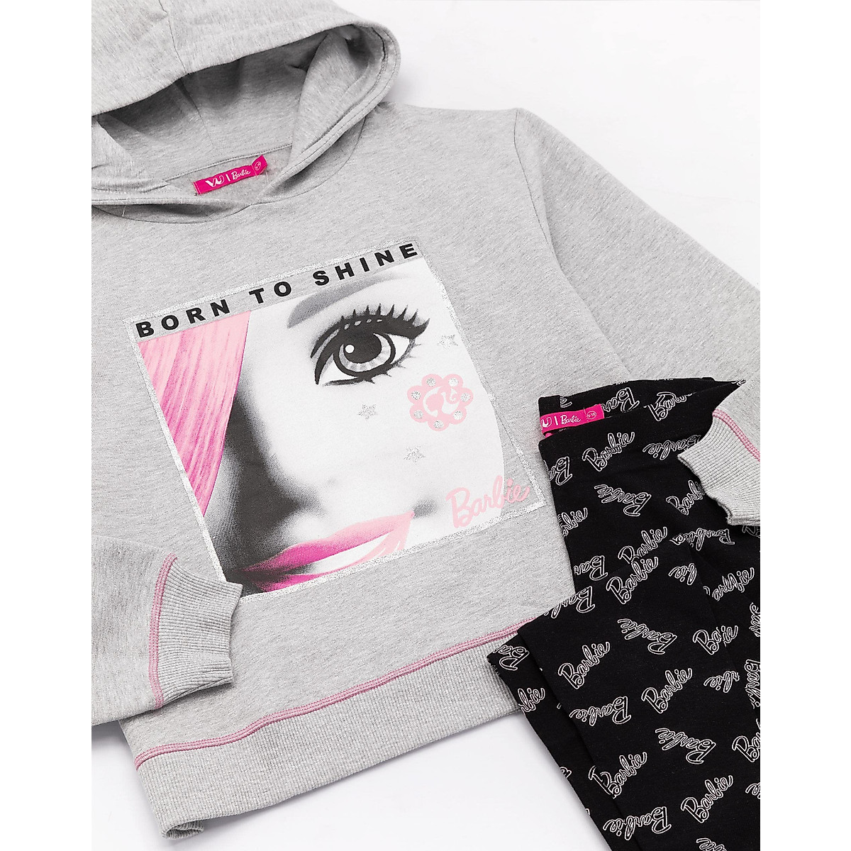 Barbie Hoodie & Leggings Girls Kids Doll Jumper Black Grey Clothes 3-4 Years
