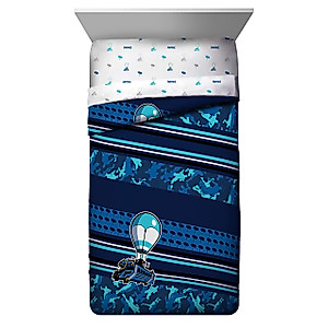 Jay Franco Fortnite Battle Bus 5 Piece Twin Bed Set - includes Reversible Comforter & Sheet Set Bedding - Super Soft Fade Resistant Microfiber (Official Fortnite Product)